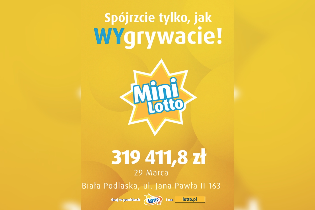 W Białej Podlaskiej padła wygrana 319 411,8 zł w Mini Lotto ...