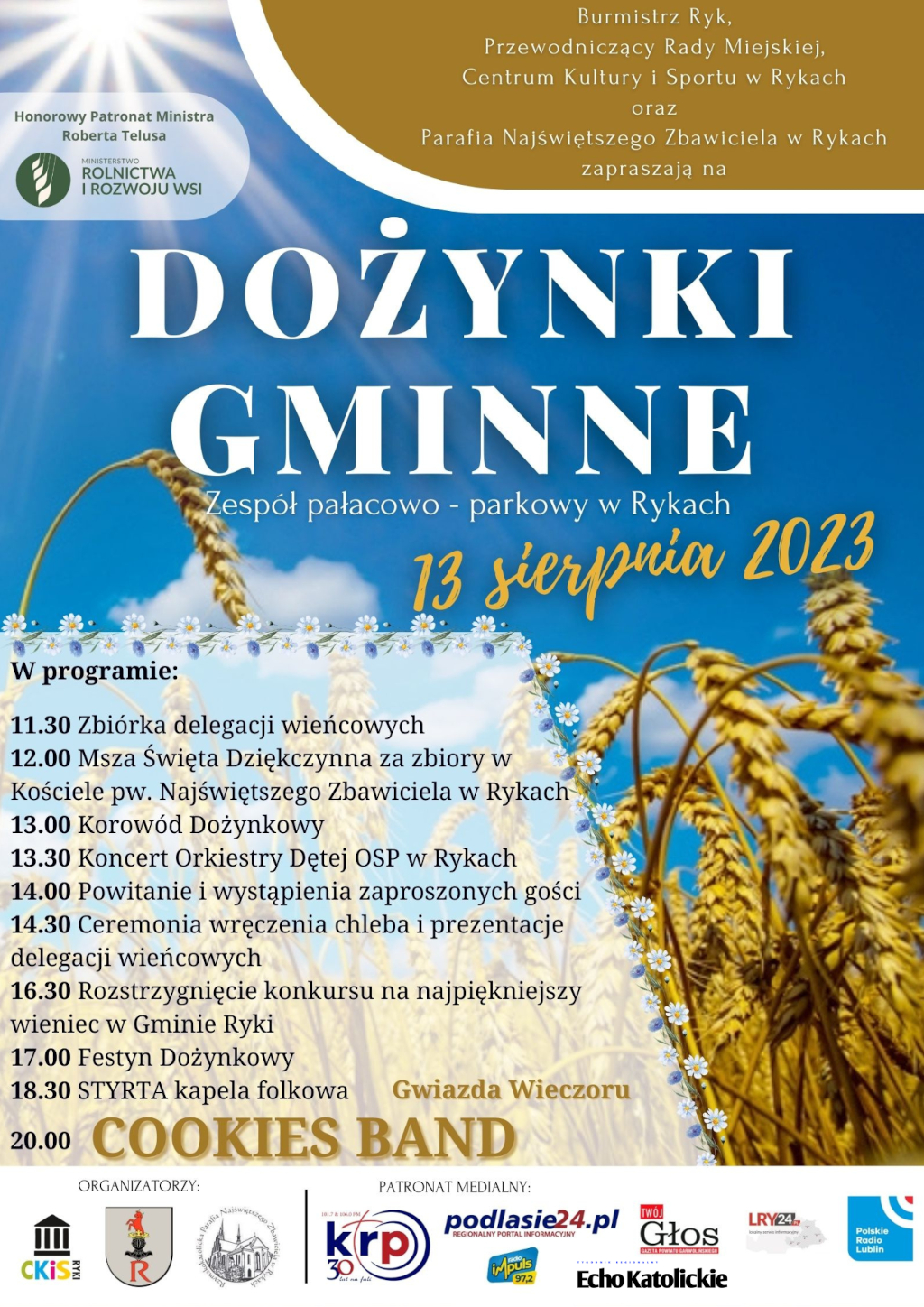 Dożynki Gminy Ryki. Gwiazdą imprezy będzie zespół Cookies Band ...
