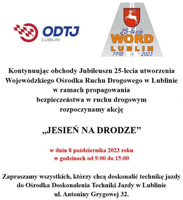 ODTJ rusza z akcją Jesień na Drodze. Można udoskonalić technikę jazdy ...