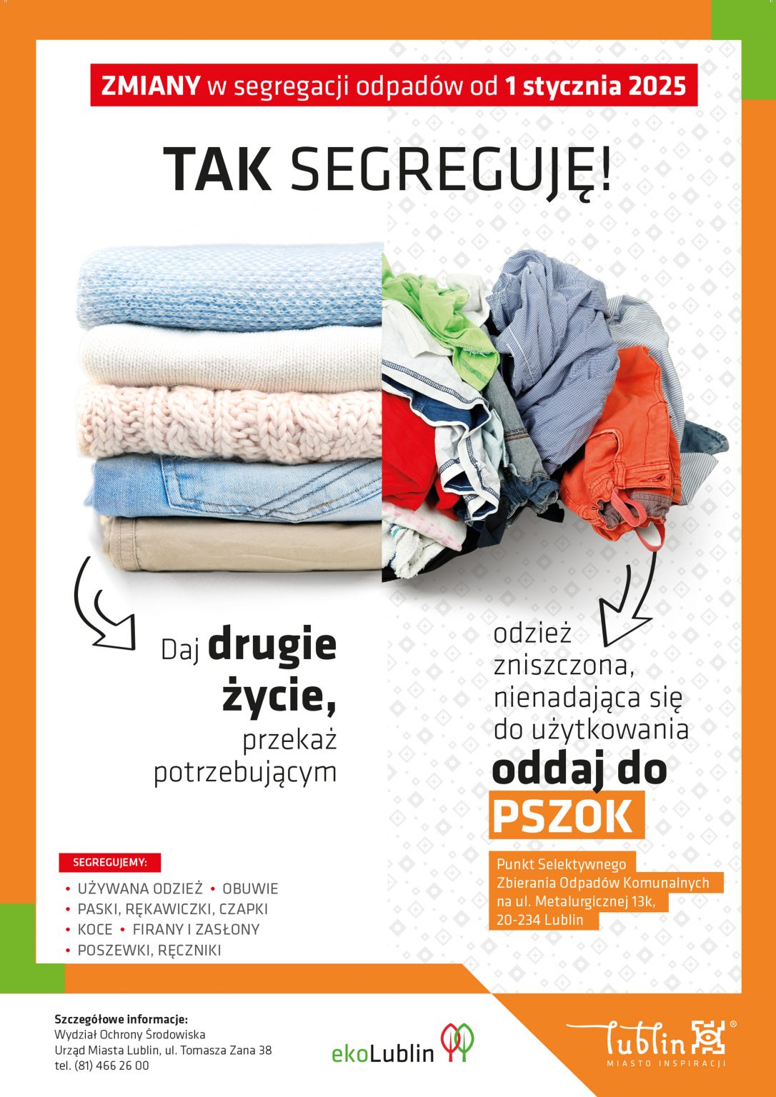 Od stycznia 2025 r. wchodzi segregacja tekstyliów i odzieży : Lublin 112 – Wiadomości z Lublina ...